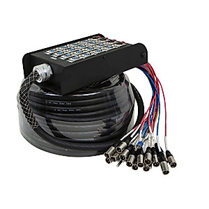 Monoprice 20-Channel Snake & 16 XLR x 4 TRS Stage Box - With 16 Downstream and 4 Upstream Connections, 100 Feet, Black
