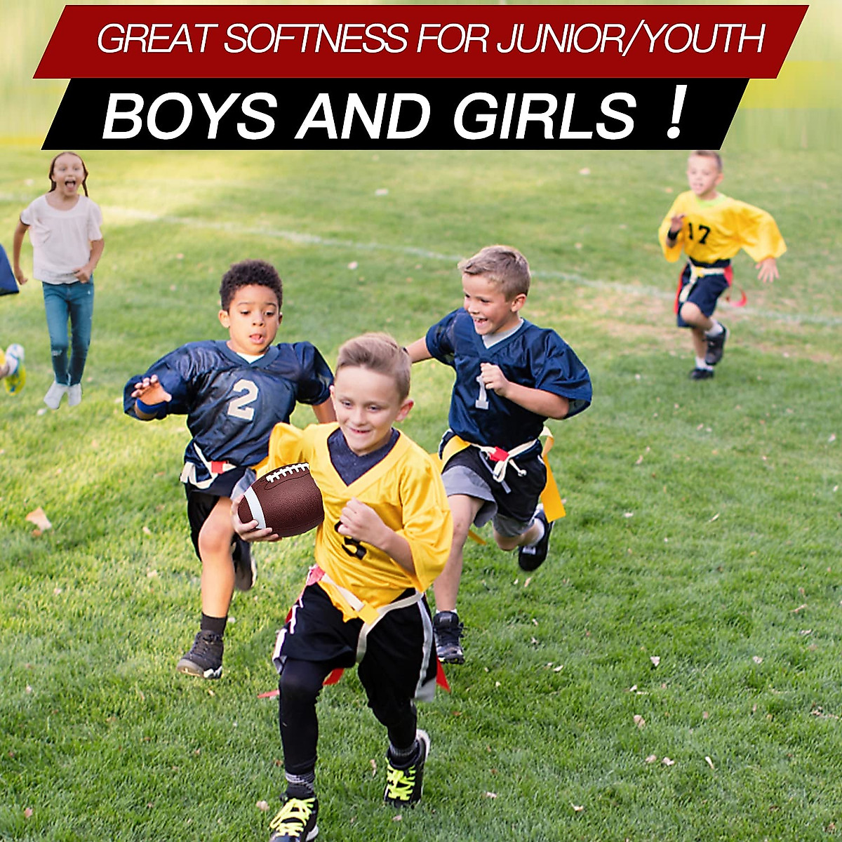 jiaonun 6 Pack Youth Size Football Junior Size Football Inflatable with Pump, Size 6 Footballs 10.5 inch, American Football, Composite Leather Football