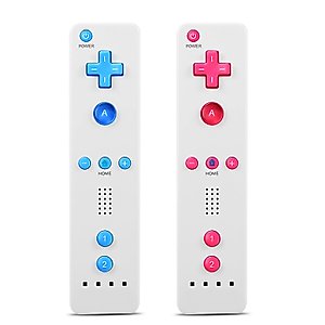 MOLICUI Wii Remote Controller, Wii Game Wireless Controller for Nintendo Wii/Wii U Console,2 Packs,(Blue White Back & Pink White Back)