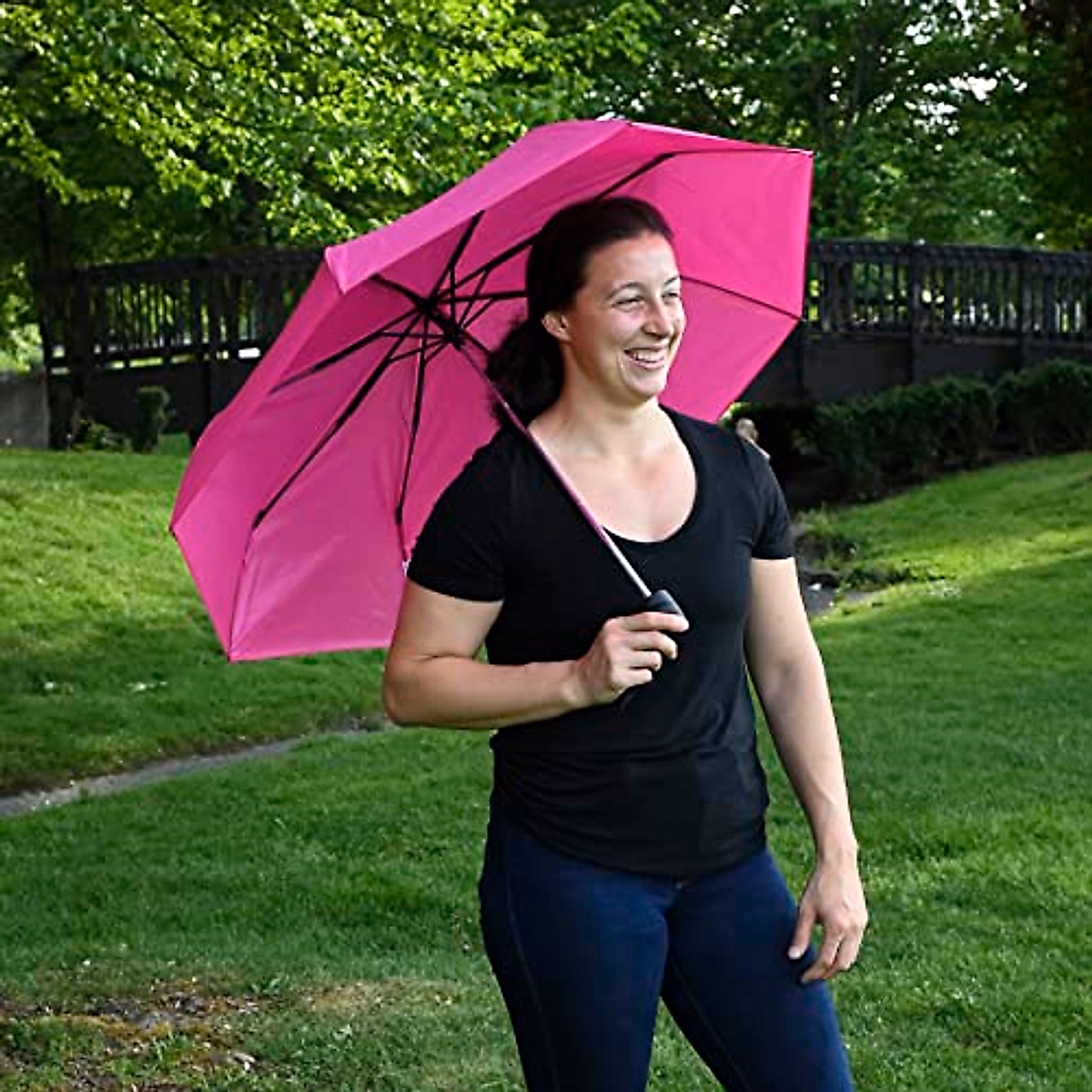 ShedRain Umbrellas Rain Essentials Manual Compact, Hot Pink, One Size