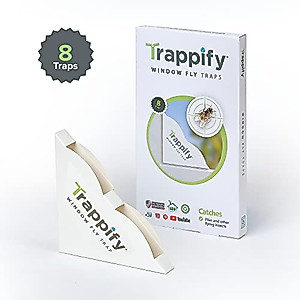 Trappify Window Fly Traps: House Window Fruit Fly Traps for Indoors, Gnat, & Other Flying Insect, Disposable Indoor Fly Trap with Extra Sticky Adhesive Strips - Inside Home Housefly & Bug Catchers (8)