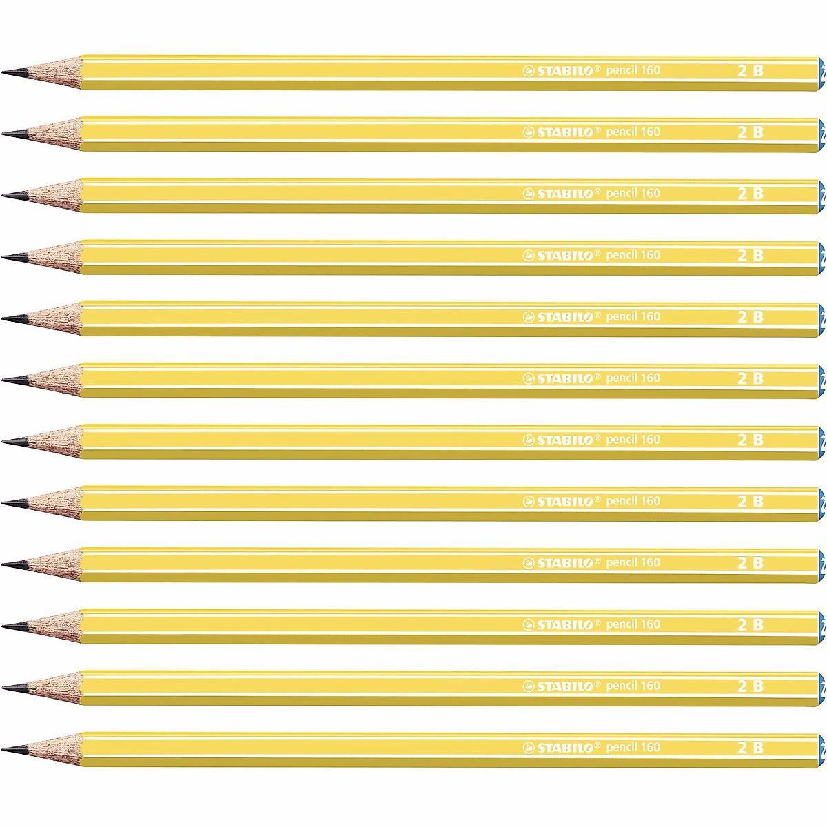 Graphite Pencil without Eraser - STABILO pencil 160-2B - Pack of 12 - yellow