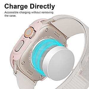 [2+2 Pack] BHARVEST for Apple Watch Ultra 49mm Screen Protector and Case, 2 Packs Hard PC Frame Cover with 2 Sets Tempered Glass Screen Protector for Apple Watch Ultra 49mm, Pink+Clear
