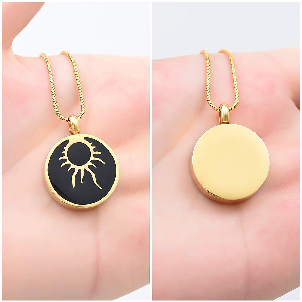 Eye of the Sun Cremation Necklace for Ashes Stainless Steel Urns Necklace for Ashes Keepsake Ash Pendant for Loved One Memorial Jewelry for Ashes