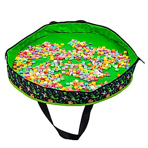 Remobia Hicol Kids Toy Storage Organizer Play Mat Bag for Lego Large Zippered Baby Tidy Toy Storage Bag Portable Fold Up Neat Easy Clean Up Container Bag for Children home and travel (Dinosaur)