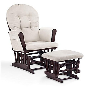 REJOICE HOME Atoll Glider with Ottoman, Espresso/Beige