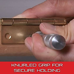 Starrett Steel Center Punch with Round Shank and Knurled Finger Grip - Hardened and Tempered, 5" (125mm) Length, 1/4" (6.5mm) Diameter Tapered Point