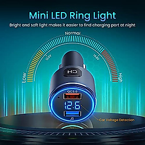 Octeso Upgraded V5.0 FM Bluetooth Transmitter Car, QC3.0 & LED Backlit Wireless Bluetooth FM Radio Adapter Music Player/Car Kit with Hands-Free Calls, Siri Google Assistant