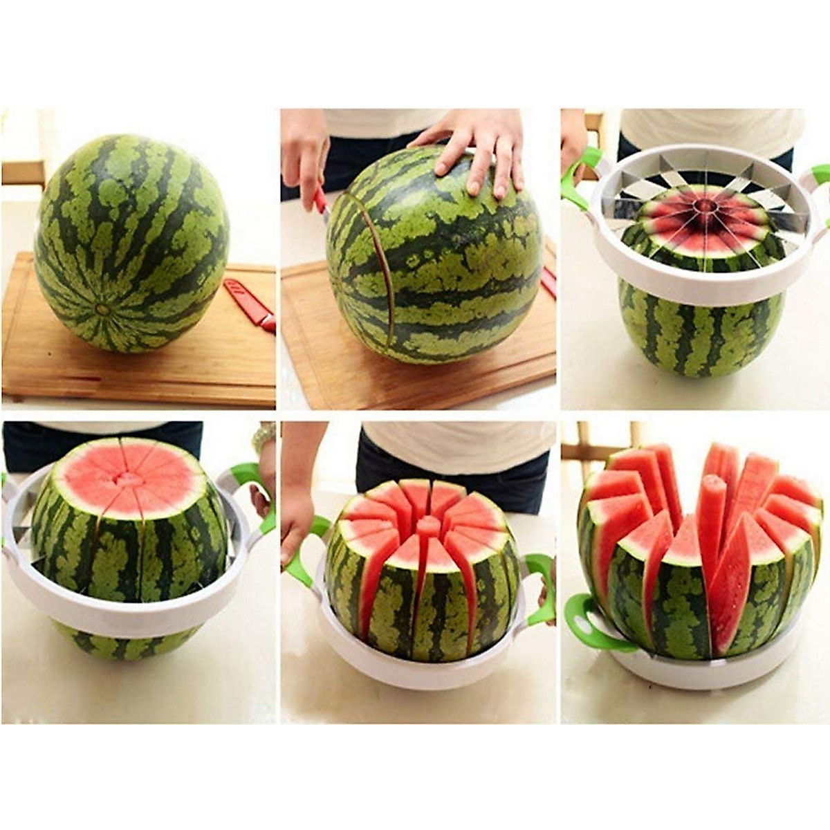 NEX Watermelon Slicer Cutter, Stainless Steel Melon Fruit Round Quickly Cut Tool, Multifunctional Peeler Corer for Cantaloupe Apple Pineapple, Kitchen Slicer Gadget