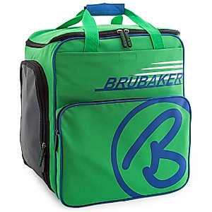 BRUBAKER Champion Combo - Limited Edition - Ski Boot Bag and Ski Bag for 1 Pair of Ski up to 190 cm, Poles, Boots and Helmet - Green Blue