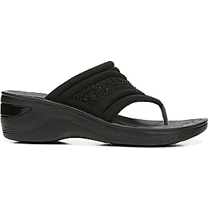 BZees Womens Dazzle Me Embellished Wedge Thong Sandals Black 11 Medium (B,M)