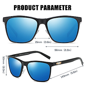 DUCO Mens Sunglasses Polarized UV Protection Retro Rectangular Frame Sun Glasses for Driving Fishing 100% UV Blocking Shades Blue 3029H