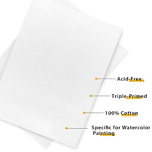 PHOENIX Watercolor Canvas Panels 9x12 Inch, 6 Pack - 8 Oz Triple Primed 100% Cotton Acid Free Canvases for Painting, Blank Flat Canvas Boards for Watercolor, Acrylic, Gouache & Tempera Painting