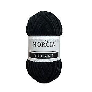 NORCIA Soft Velvet Yarn Chenille Yarn for Crocheting Super Bulky 100g (74.3 yds) Baby Blanket Yarn for Knitting Amigurumi Yarn Fancy Yarn for Crochet Weaving Craft (Black)