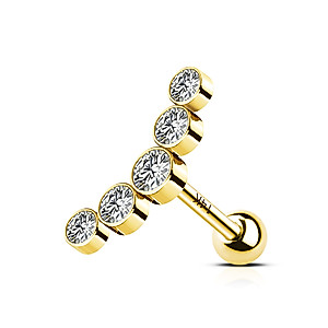 MeIighting 14K Gold Helix Earrings 16G Clear CZ Cartilage Earrings Tragus Piercing Earrings Stud Earring Body Piercing Jewelry