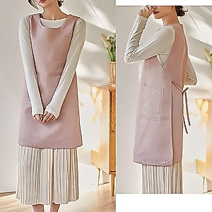 Yuaxme Women Cobbler Apron Japanese Style Aprons with 3 Pockets for Work Chef Kitchen (Pink)