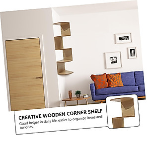 Abaodam Stylish Wooden Shelf Wall Mount Wooden Storage Rack Book Case 5 Layers