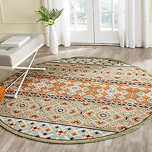 SAFAVIEH Veranda Collection Area Rug - 9' x 12', Green & Terracotta, Boho Design, Non-Shedding & Easy Care, Indoor/Outdoor & Washable-Ideal for Patio, Backyard, Mudroom (VER093-0742)