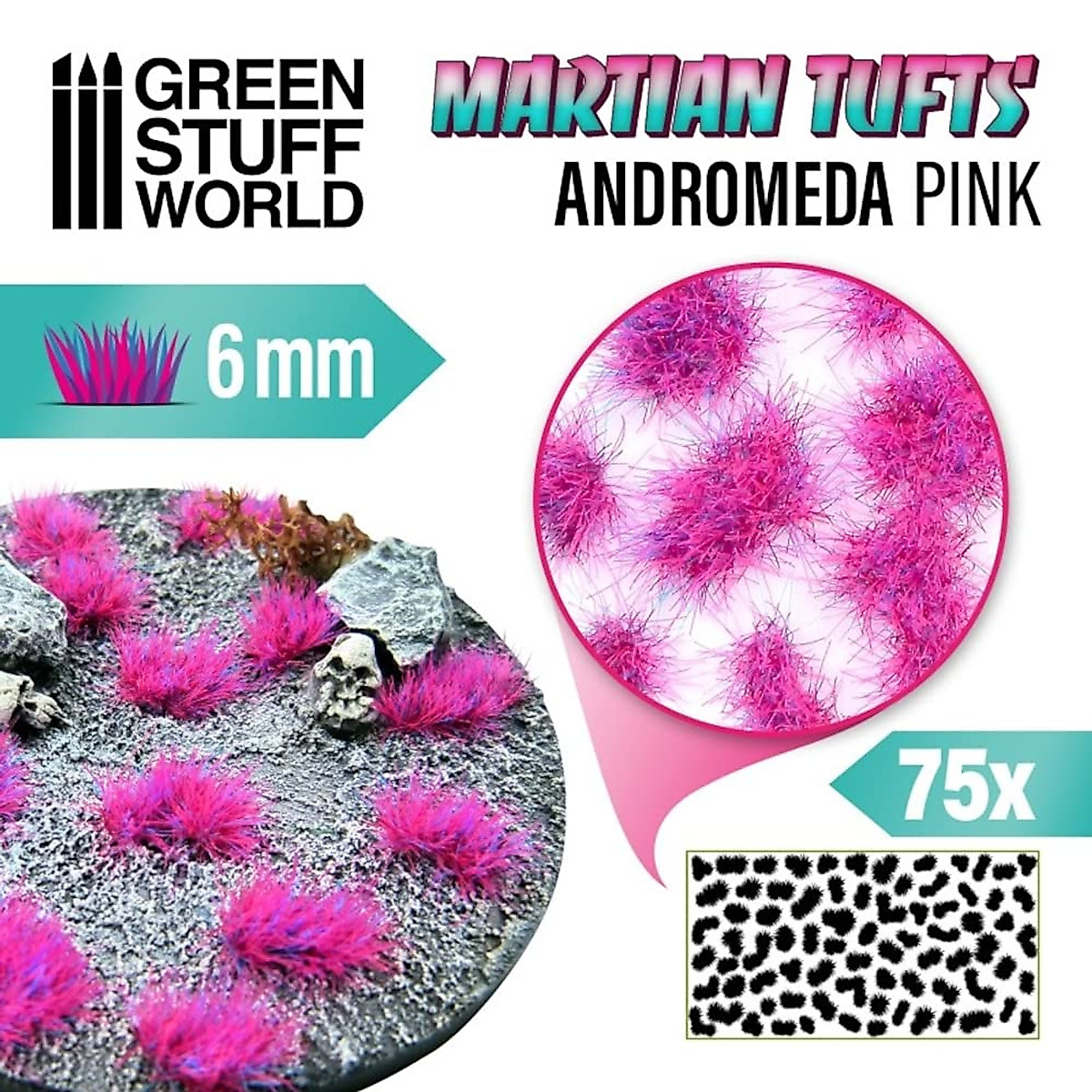 Green Stuff World Martian Tufts for Models and Miniatures – Andromeda Pink 6mm 10682