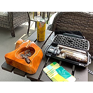 Cigar Ashtrays for Outdoor Patio - Wood Cigar Ashtray for Men and Women, Wooden Ash Tray - Cool Décor and Cigar Accessories for Bourbon Lovers, Smokers(2 Slots)