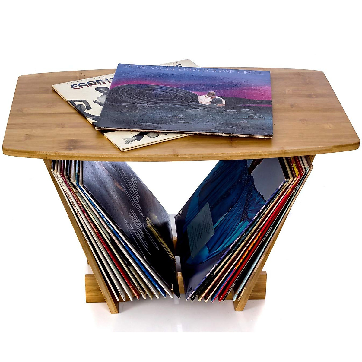 Vinyl Records Holder Turntable Stand - Record Player Display and Lp Album Storage Rack Organizer. Space Saving Solution for Your Collection