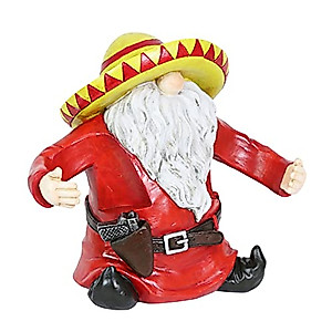 Exhart 2-Can Sombrero Gnome Statue, Durable Resin, Hand Painted Indoor Outdoor Décor, 9.5"x6"x8.5"