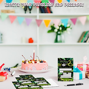 YQV Reptile Birthday Party Invitations, 20-Count Snake Lizard Crocodile Theme Birthday Party Invites With Envelopes-HBYQK-B36