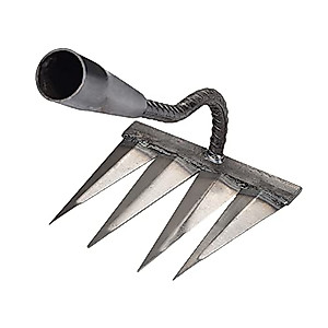 Geraffely Dethatcher Rake - Metal Hand Rakes for Gardening, Weeding,Garden Yard Lawn Heavy Duty Carbon Steel Rake, Cultivator Garden Tool Dethatcher Rake