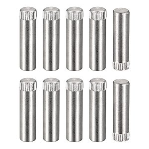 uxcell 8x30mm 304 Stainless Steel Dowel Pins, 10Pcs Knurled Head Flat Chamfered End Dowel Pin, Wood Bunk Bed Shelf Pegs Support Shelves Fasten Elements
