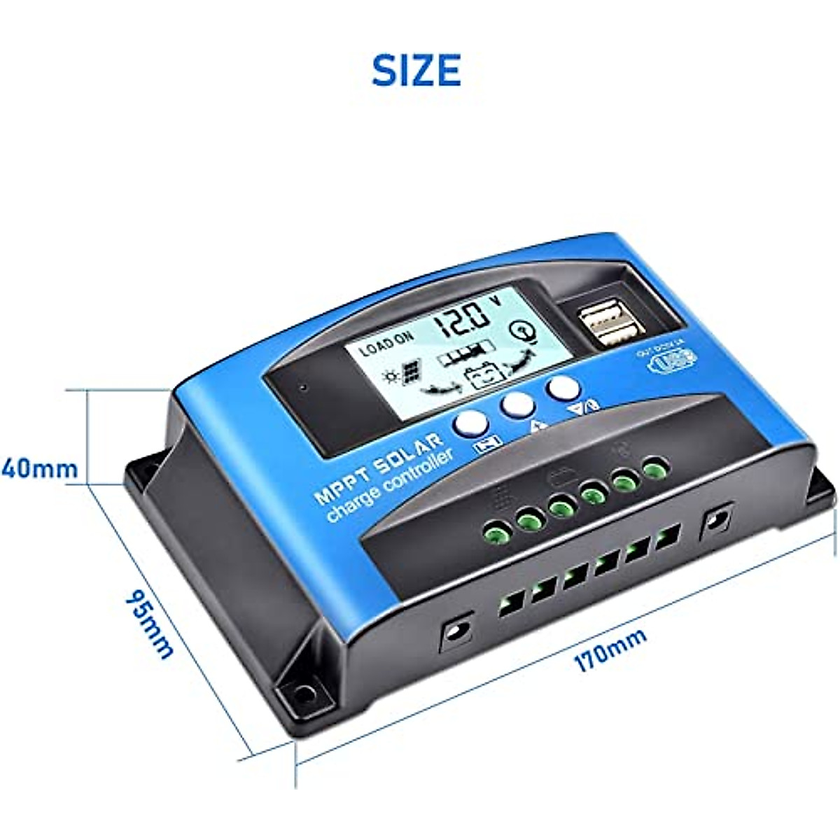 100A MPPT Solar Charge Controller 12v/24v Current Auto Focus MPPT Tracking Charge with LCD Display Dual USB Solar Regulator Charge Controller Multiple Load Control Modes