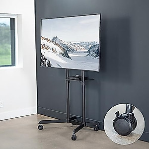 VIVO Mobile Premium TV Cart for 32 to 88 inch Screens up to 154 lbs, Samsung Digital Flipchart, Microsoft Surface Hub 2S, Portrait to Landscape, Shelf, Wheels, Max VESA 600x400, Black, STAND-TV02PB