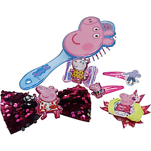 Peppa Pig - Townley Girl Hair Accessories Box|Gift Set for Kids Girls|Ages 3+ (6 Pcs) Including Hair Bow, Hair Brush, Snap Clips and More, for Parties, Sleepovers and Makeovers