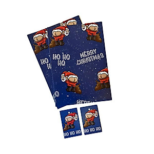 Christmas Wrapping Paper Sheets + Gift Tags (Pack 2) Funny Rude Santa Pulling A Mooney Design For Men & Women