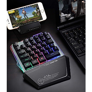 HiGOGO G40 Wired 35 Keys One-Handed Gaming Keypad Rainbow LED Backlight with Large Wrist Pad Membrane Keyboard (Sliver)