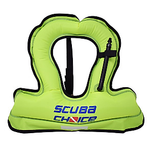Scuba Choice Youth Kids Snorkel Vest Neon Yellow/Blue with Name Box