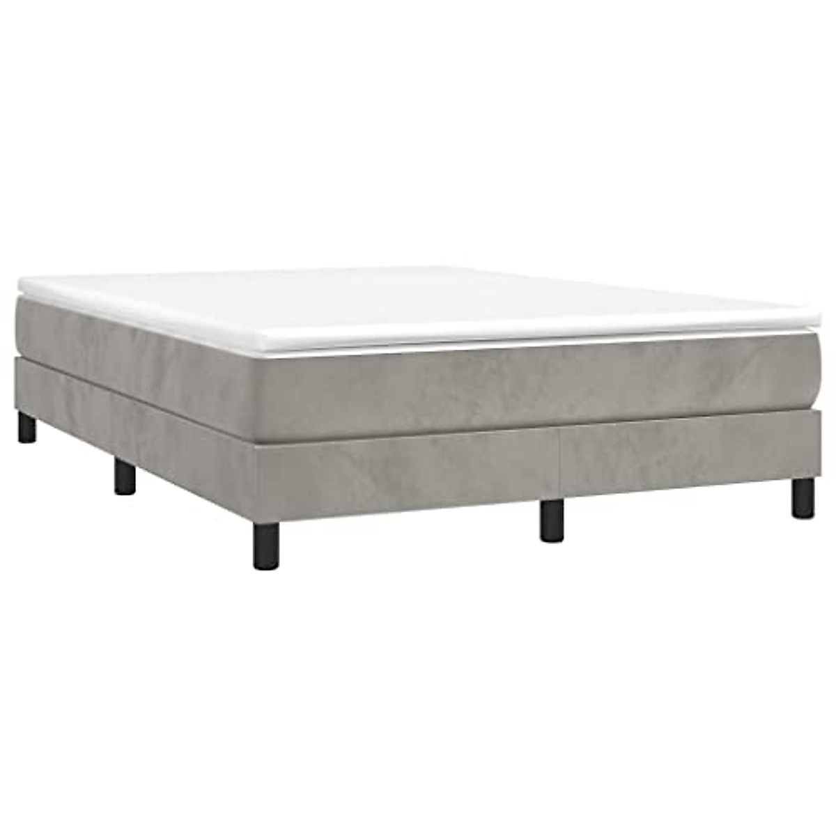 vidaXL Box Spring Bed Frame Home Indoor Bedroom Bed Accessory Wooden Upholstered Double Bed Base Furniture Light Gray 53.9"x74.8" Full Velvet