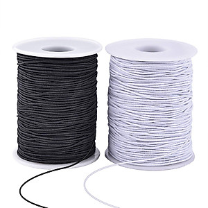 Elastic String Cord, Zealor 2 Roll 1 mm Elastic Thread Beading String Cord for Jewelry Making Bracelets Beading 109 Yards Each Roll (White and Black)