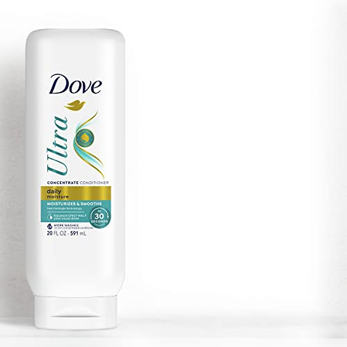 Dove Ultra Daily Moisture Concentrate Conditioner for Dry Hair Moisturizes and Smooths in 30 Seconds, With Fast-Detangle Technology and 2X More Washes 20 oz