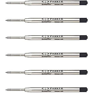 Parker QuinkFlow Ink Refill for Ballpoint Pens, Fine Point, Black Pack of 6 Refills (1782467)