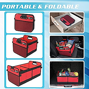 Sposuit Trunk Organizer for Car - Collapsible Trunk Storage with 11 Pockets & Reinforced Handles, SUV Trunk Organizers for Grocery Cargo