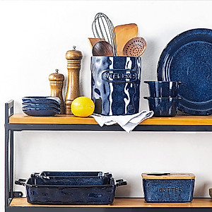 Vicrays 5-Piece Ceramic Kitchen Utensil Holder, Ceramic Spoon Holder, Cooking Organizer, Utensil Rest, Microwave, Oven, and Dishwasher Safe, Scratch Resistant, Suitable for Home, Party, Restaurant (Bl