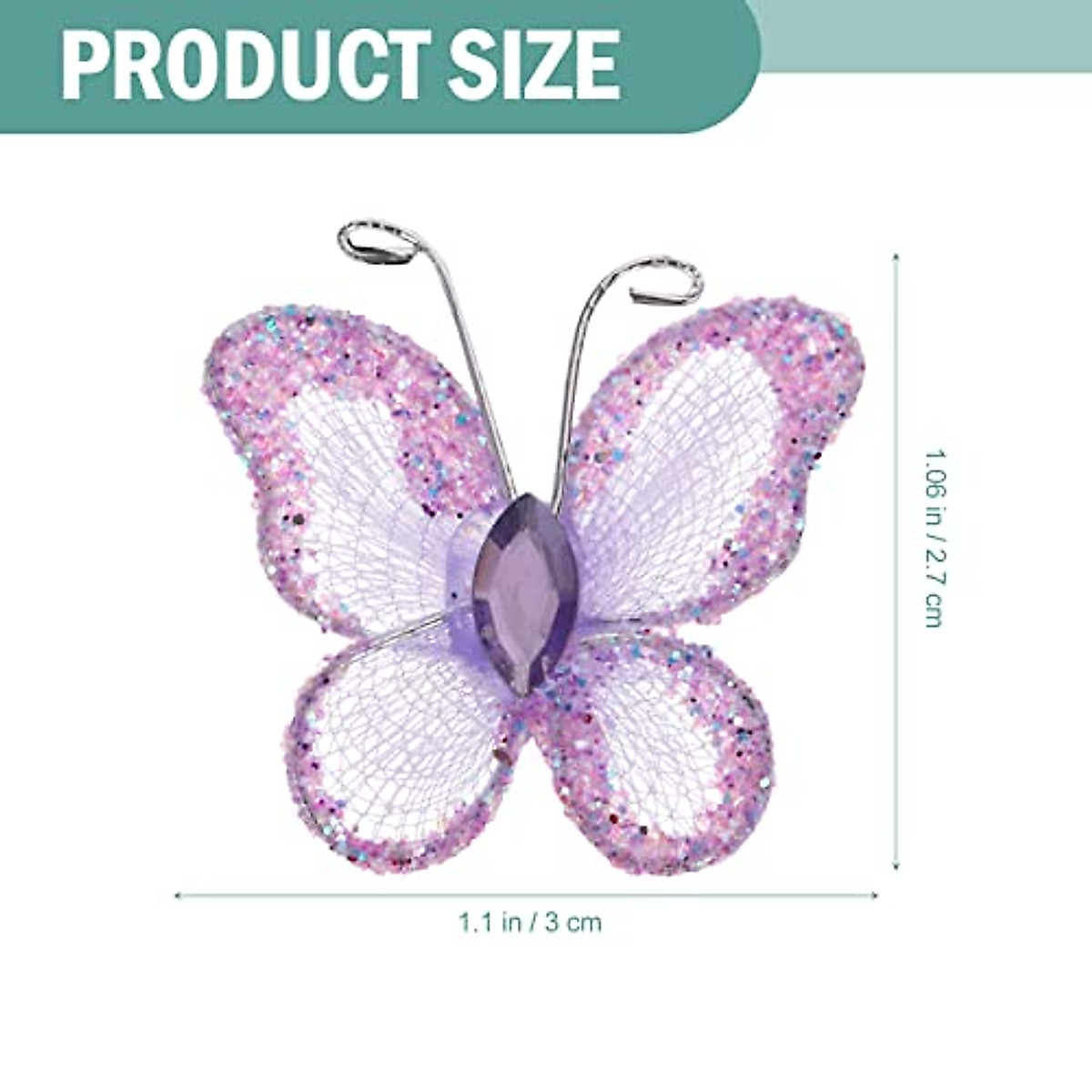 Sheer Mesh Wire Glitter Butterfly, Wedding Decorative Butterflies Decors with Gem, Craft Organza Butterflies for DIY Craft Wedding Home Decor, 50pcs