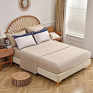 DHSFKBE King Size Comforter Set, 7 Piece Bed in a Bag, Blue and White Striped Patchwork Pattern Comforter with Sheets, Soft Lightweight Microfiber Complete Bedding Set for All Season (Blue, 104"x90")