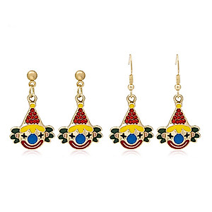 Funny Gifts Clown Earrings Circus Gifts Cute Clown Pendant Earrings Colorful Circus Stud Earrings Weird Earrings for Women