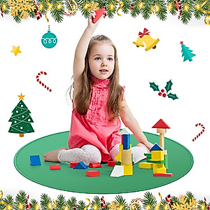 Timgle Christmas Tree Stand Mat 35inch Christmas Tree Mat Heavy Duty Silicone Christmas Tree Floor Protector Waterproof Christmas Tree Stand Pad from Spills and Scratches, Christmas Home Decor (Green)