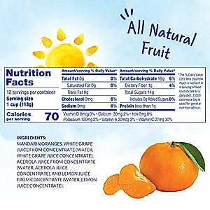 Dole Fruit Bowls Mandarin Oranges in 100% Juice Snacks, 4oz 12 Total Cups, Gluten & Dairy Free, Bulk Lunch Snacks for Kids & Adults