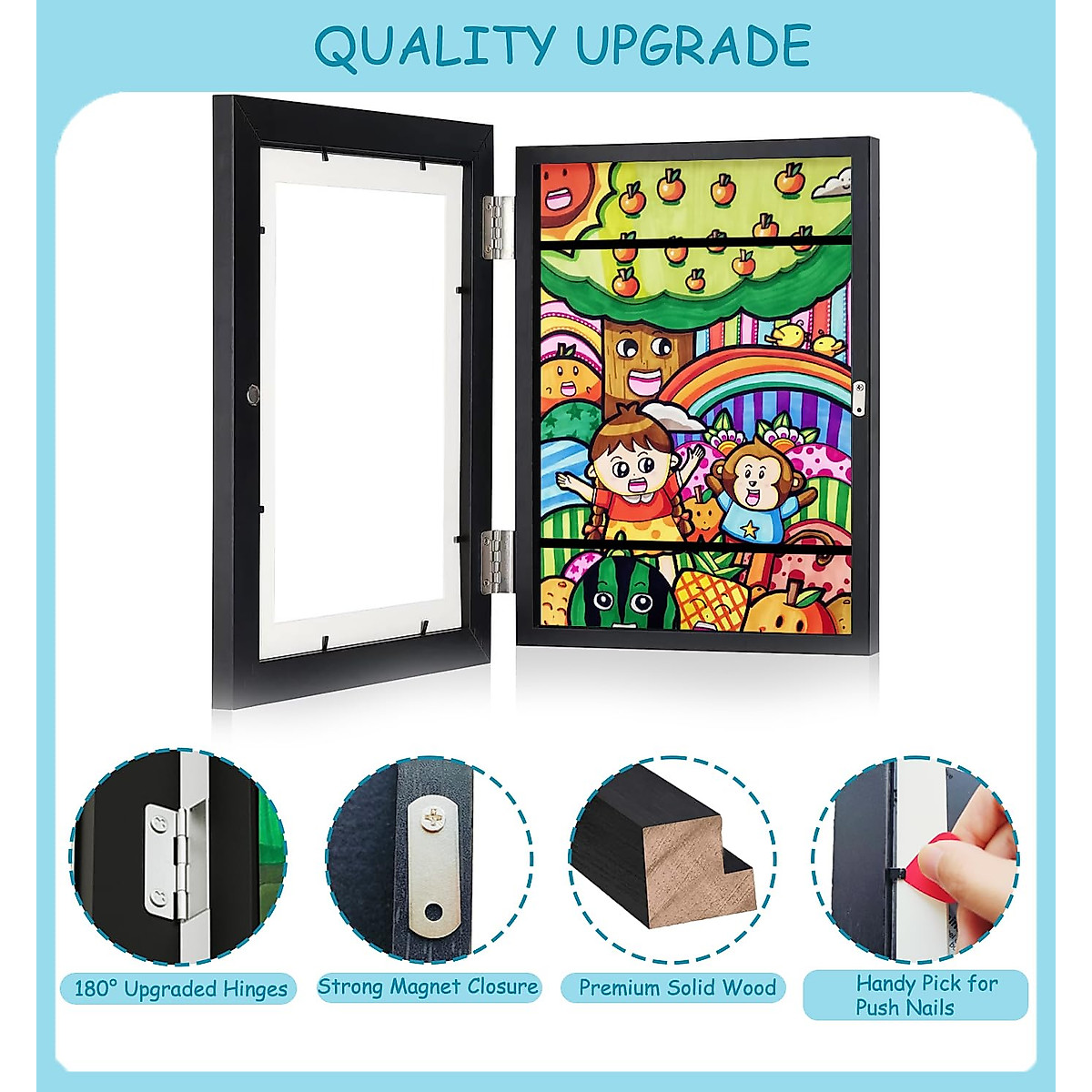 Eeyaniy Kids Artwork Frames Changeable 2-Pack, Front Opening Holds 150 Pcs, kids Art Frames With Mat, Picture Frame 8.5×11in for Display Kids Art Work,Drawing,Photos,Crafts,Hanging Art,Portfolio