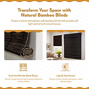 RADIANCE 2208824E Cordless Bamboo Roman Shade Espresso 23" W X 64" L