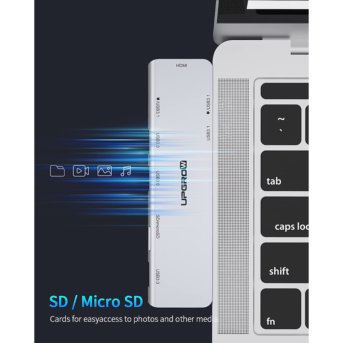 USB C Hub for MacBook, PowerExpand Direct 7-in-2 USB C Adapter Compatible with Thunderbolt 3 USB C Port, 100W Power Delivery, 4K HDMI, USB C and 2 USB A Data Ports, SD and microSD Card Reader