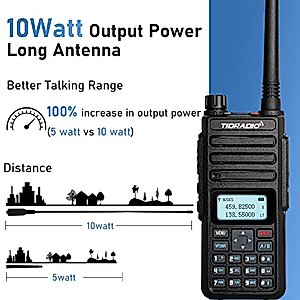 TIDRADIO TD-H6 10Watt Ham Radio Handheld Upgraded from UV-5R Dual Band Walkie Talkies with Extra 2200mAh Battery, Programming Cable, Speaker Mic and TD-771 Antenna